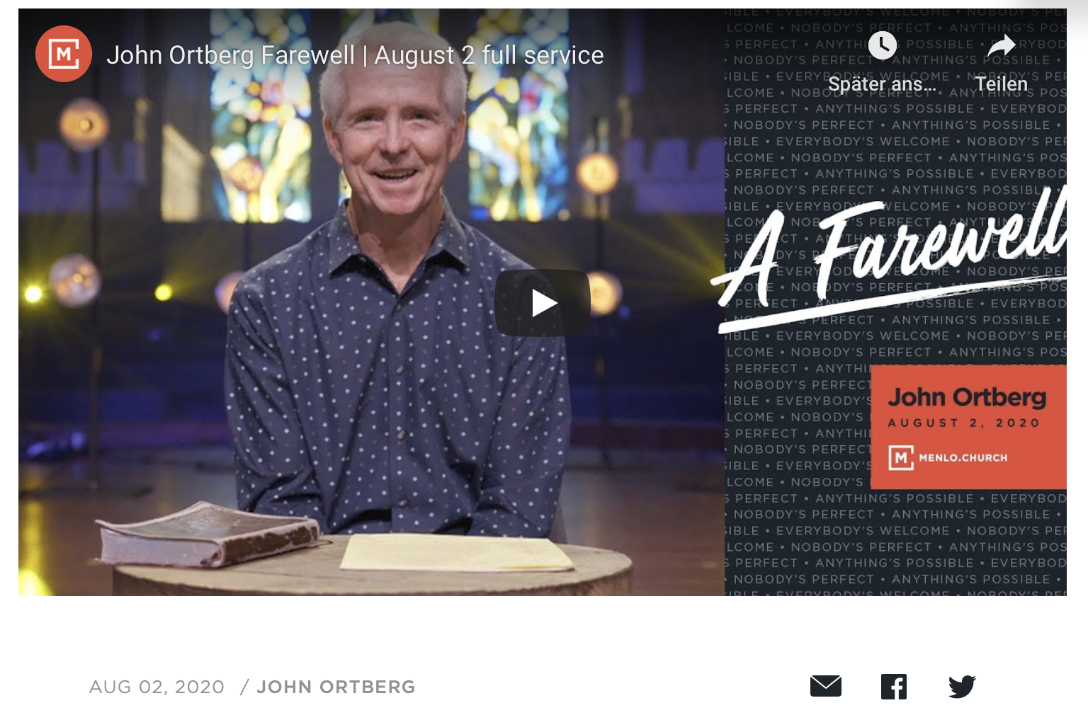 JOHN ORTBERG LEGT SEIN AMT NIEDER | DER LEITERBLOG